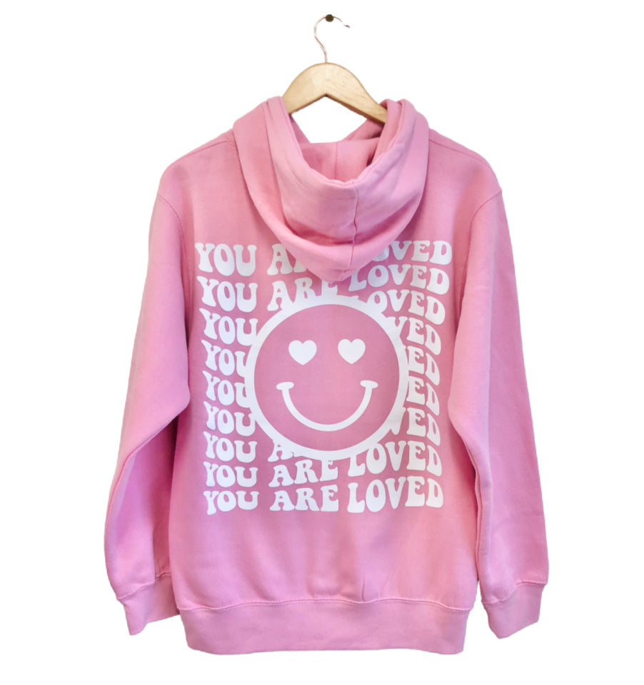 'You are Loved' Happy Face Hoodie - Pink – The Shop Forward