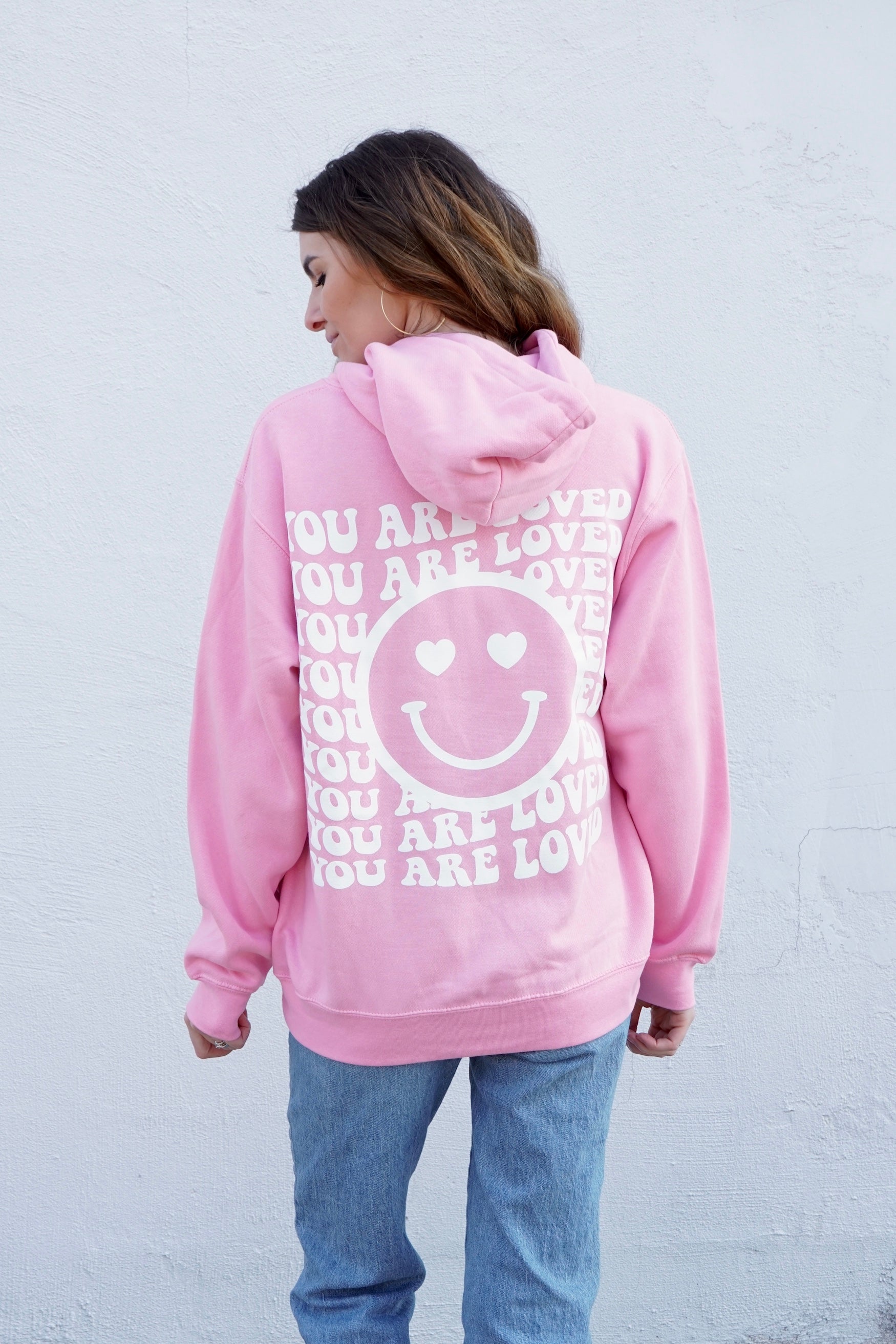 'You are Loved' Happy Face Hoodie - Pink – The Shop Forward